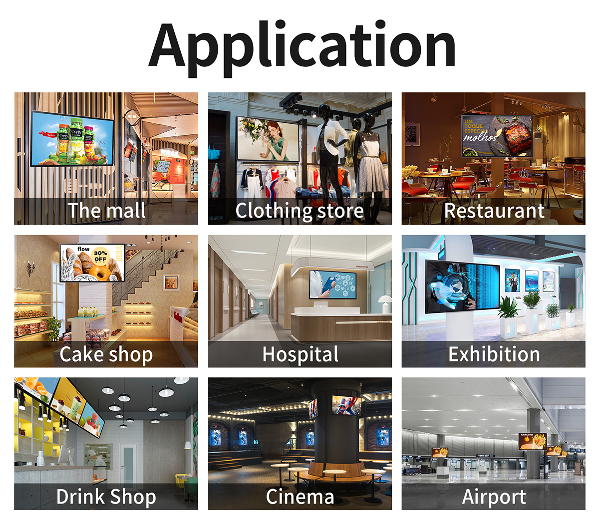 Wall Mounted Digital Screen HD Video Playback